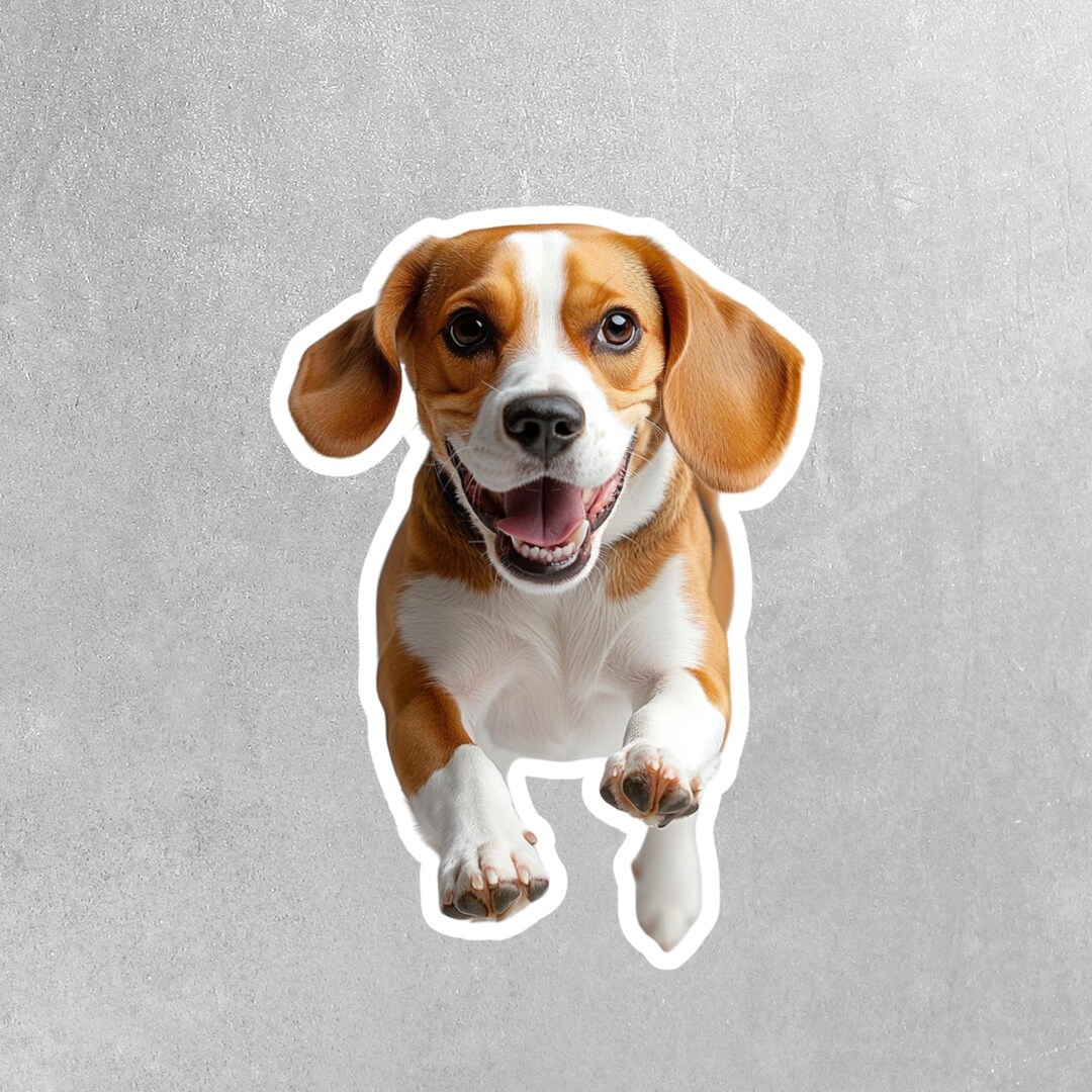 Beagle Running Sticker - Beagle Decal for Water Bottles, Car & Laptop ...