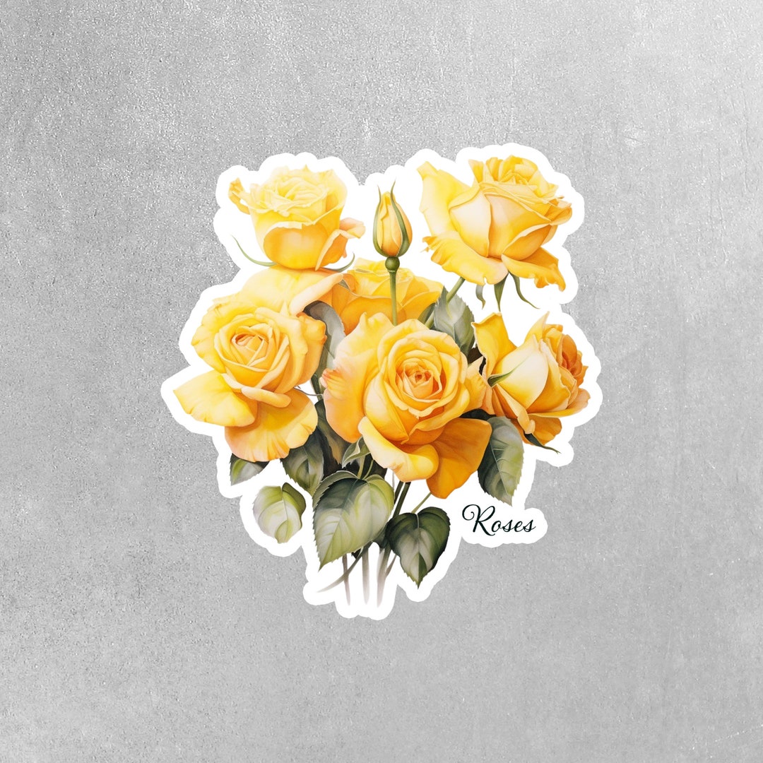Yellow Roses Sticker | Rose Sticker | Flower Stickers - Etsy