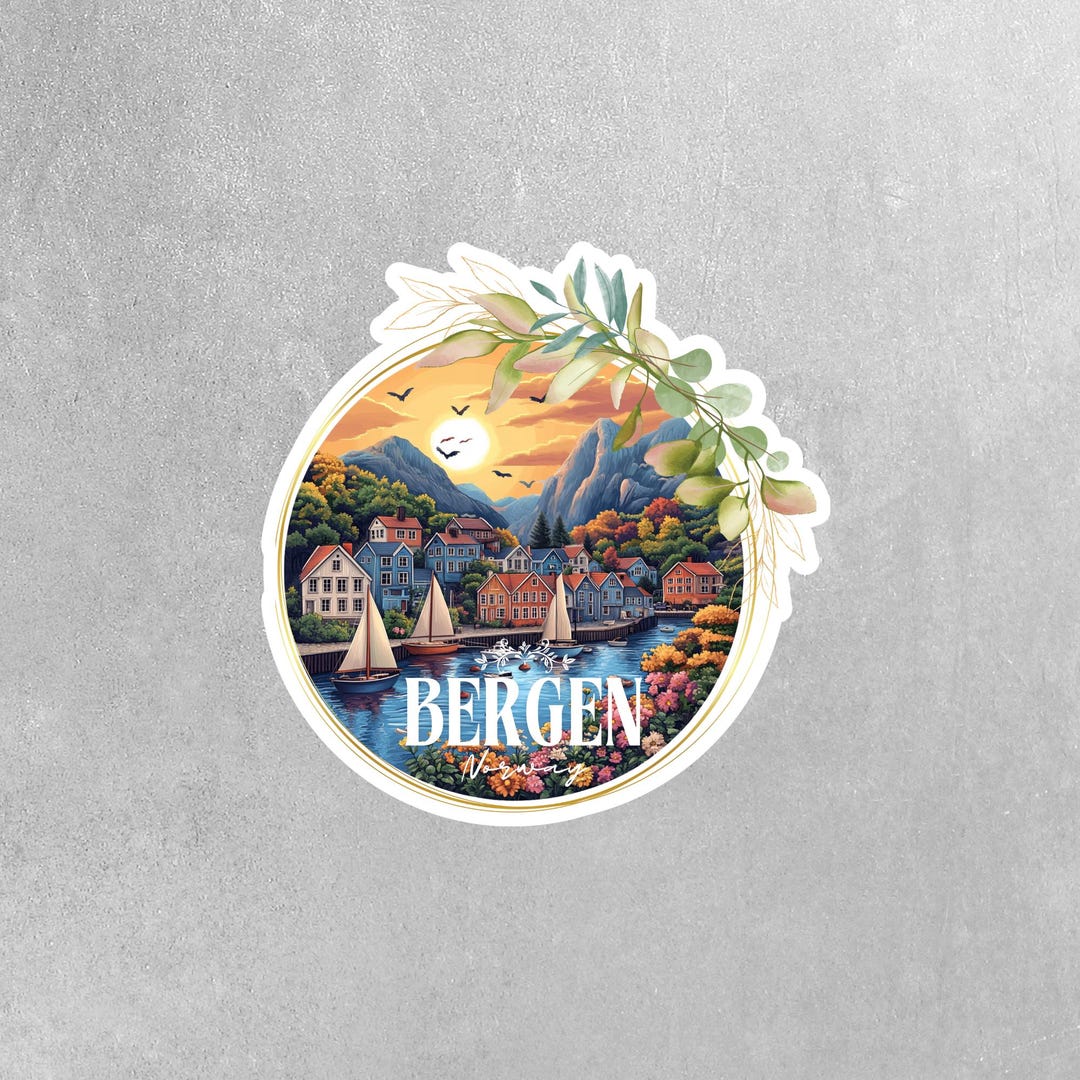 Bergen Norway Sticker | Norway Decal | Bergen Norway Water Bottle ...
