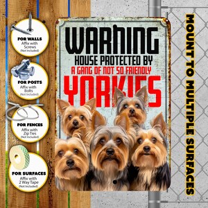 Funny Yorkie Sign | Rustic Yorkie Warning Sign | Group of Yorkie ...