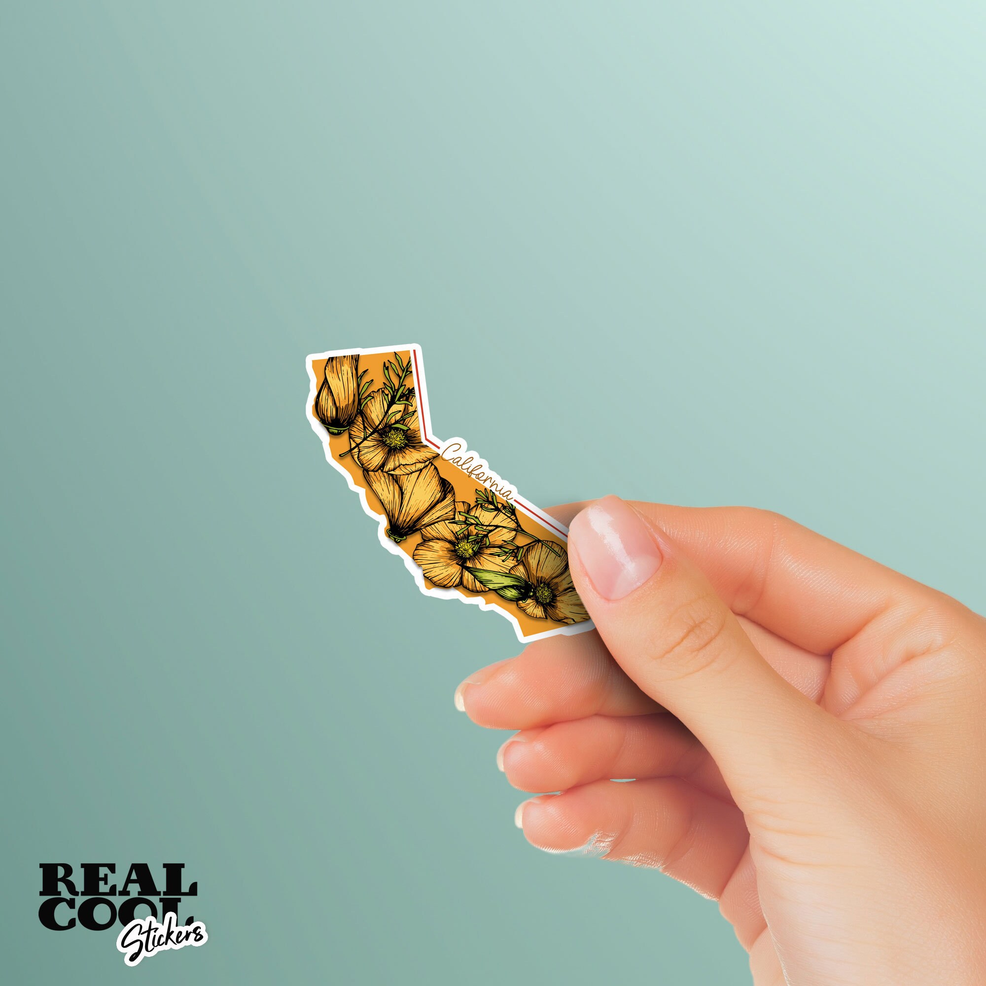 California Sticker Poppy Flower Sticker California State | Etsy