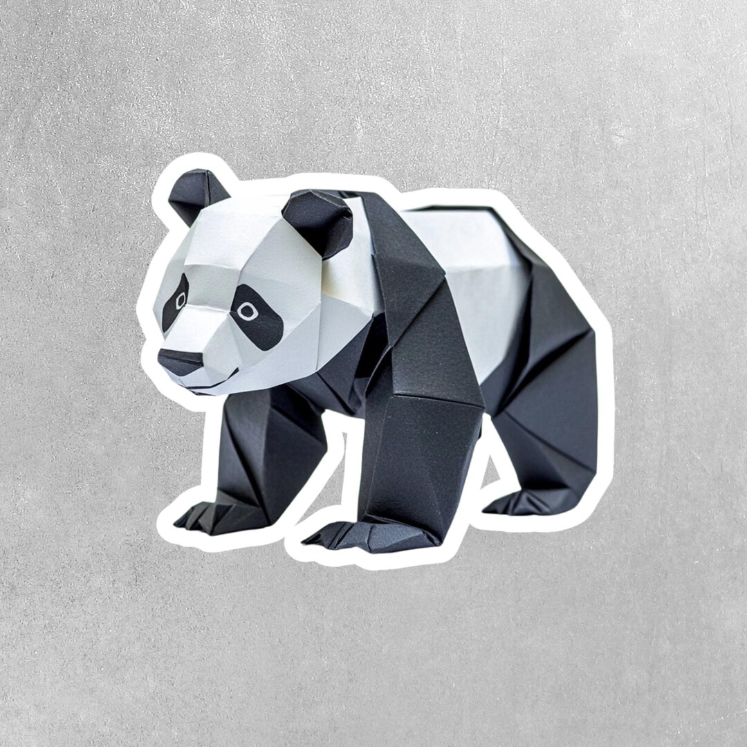 Origami Panda Bear Sticker - Cute Panda Sticker - Origami Panda Bear ...