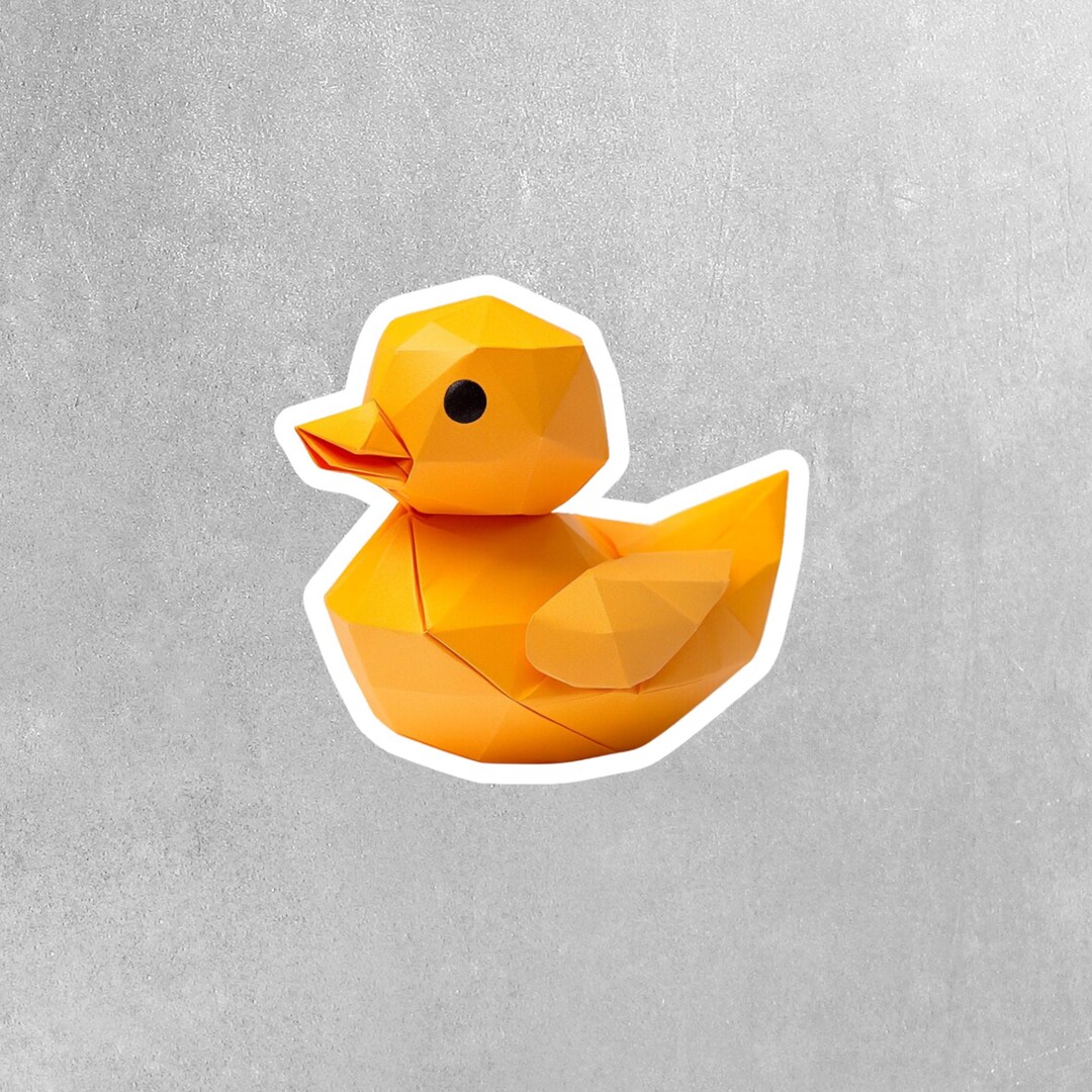 Origami Rubber Duck Sticker - Cute Rubber Duck Sticker - Origami Rubber ...