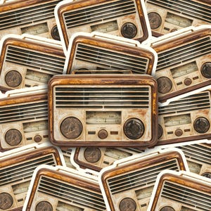 Vintage Radio Sticker - Old Fashioned Radio Sticker - Radio Decal ...