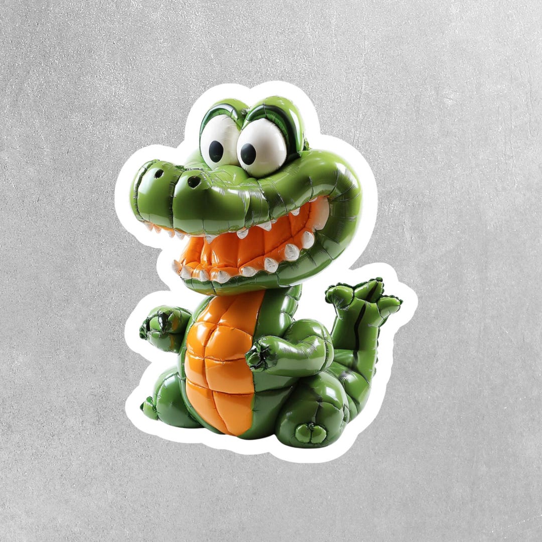 Balloon Gator Sticker - Gator Sticker - Fun Gator Decal - Balloon ...