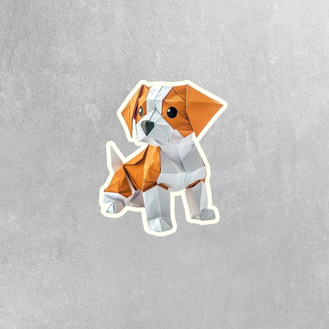 Origami Puppy Sticker - Cute Puppy Sticker - Origami Puppy Decal - Etsy
