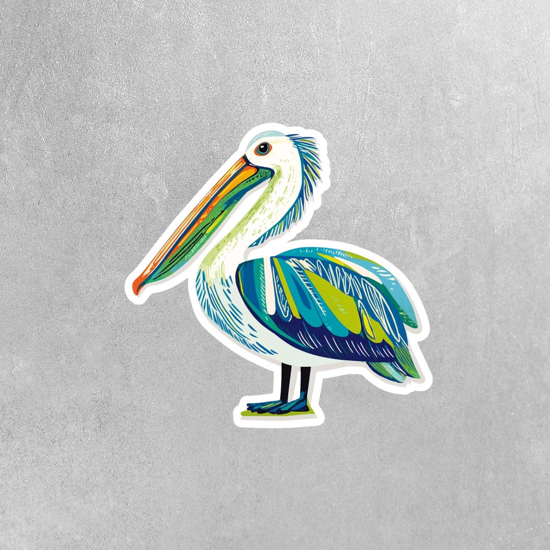Whimsical Pelican Sticker | Pelican Sticker | Hand Drawn Pelican ...