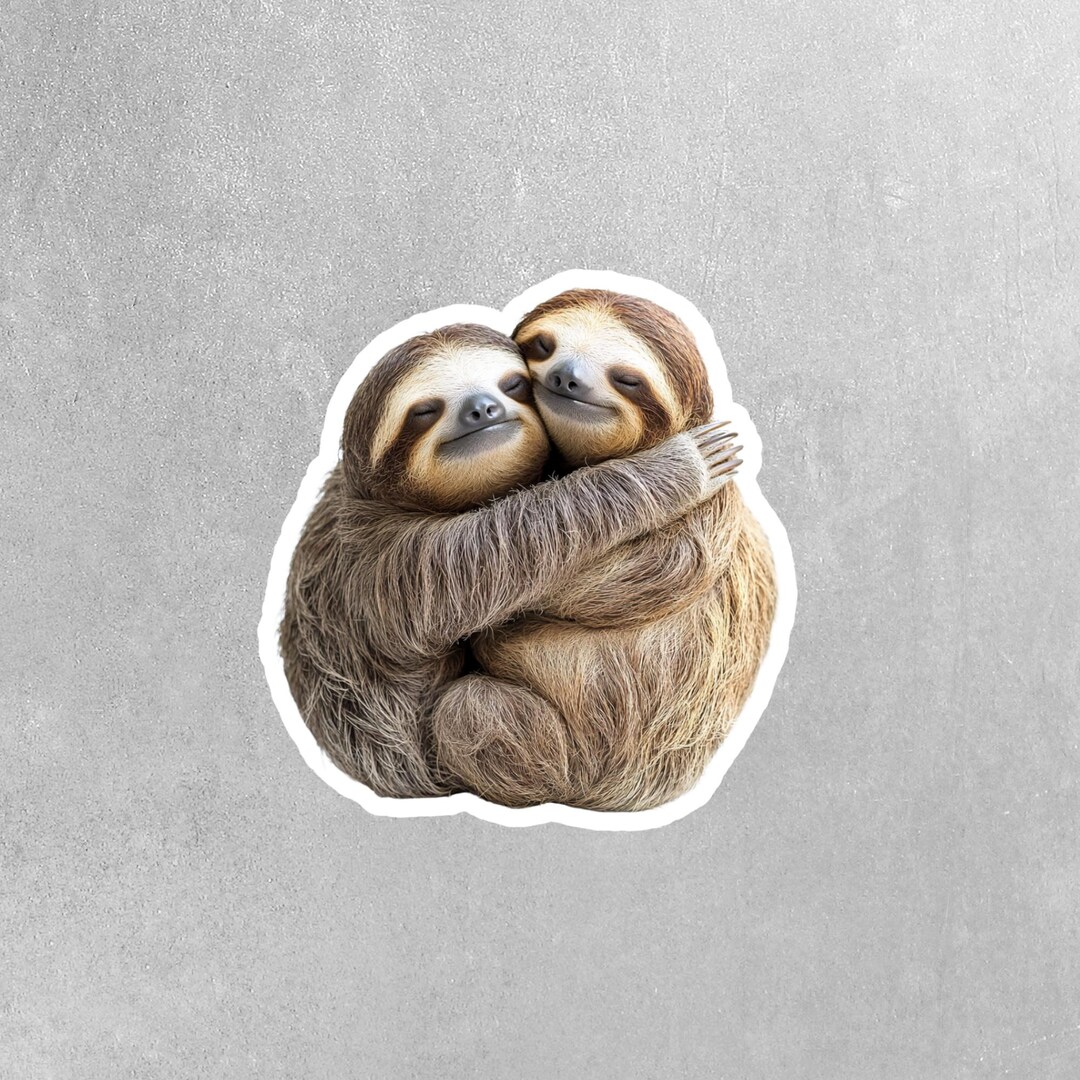 Hugging Sloths Sticker | Cute Sloth Decal for Laptop, Water Bottle ...