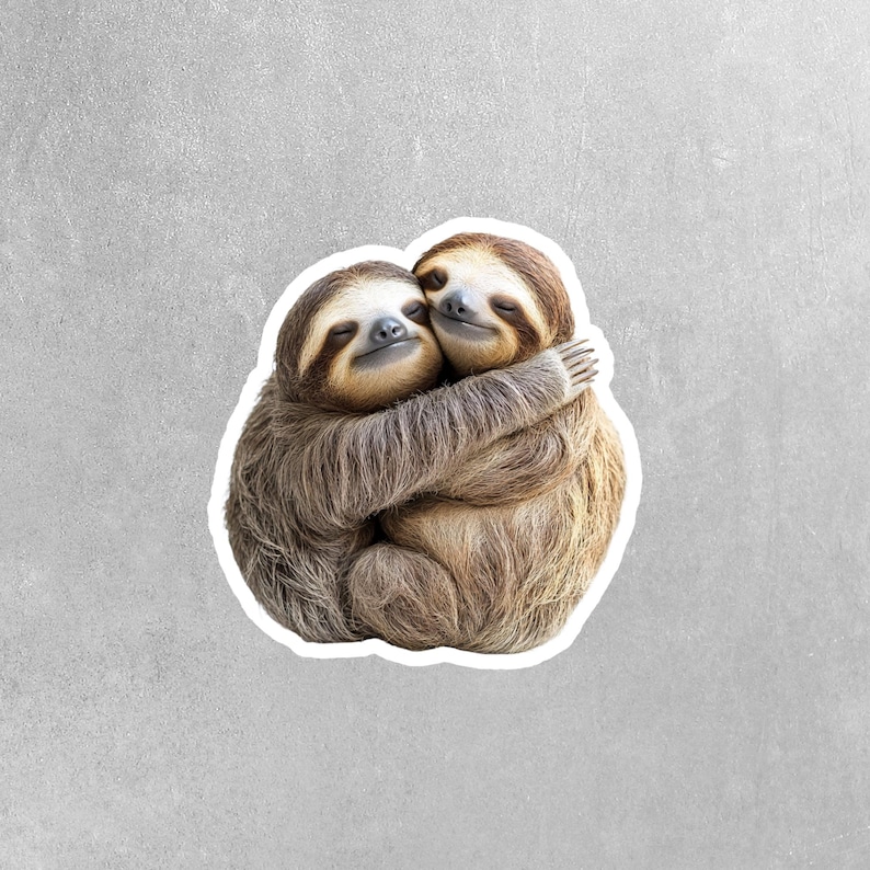 Hugging Sloths Sticker | Cute Sloth Decal for Laptop, Water Bottle ...