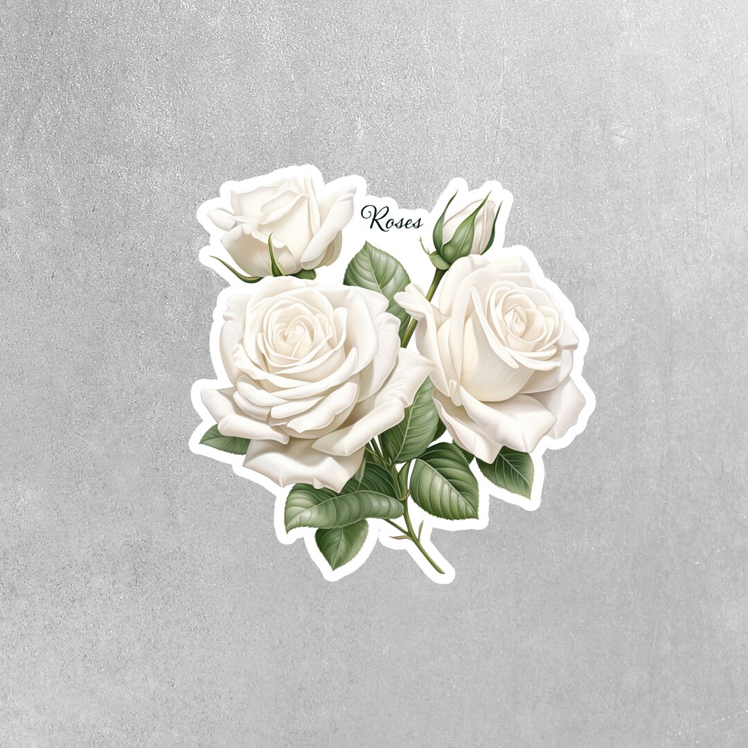 White Roses Sticker | Rose Sticker | Flower Stickers - Etsy