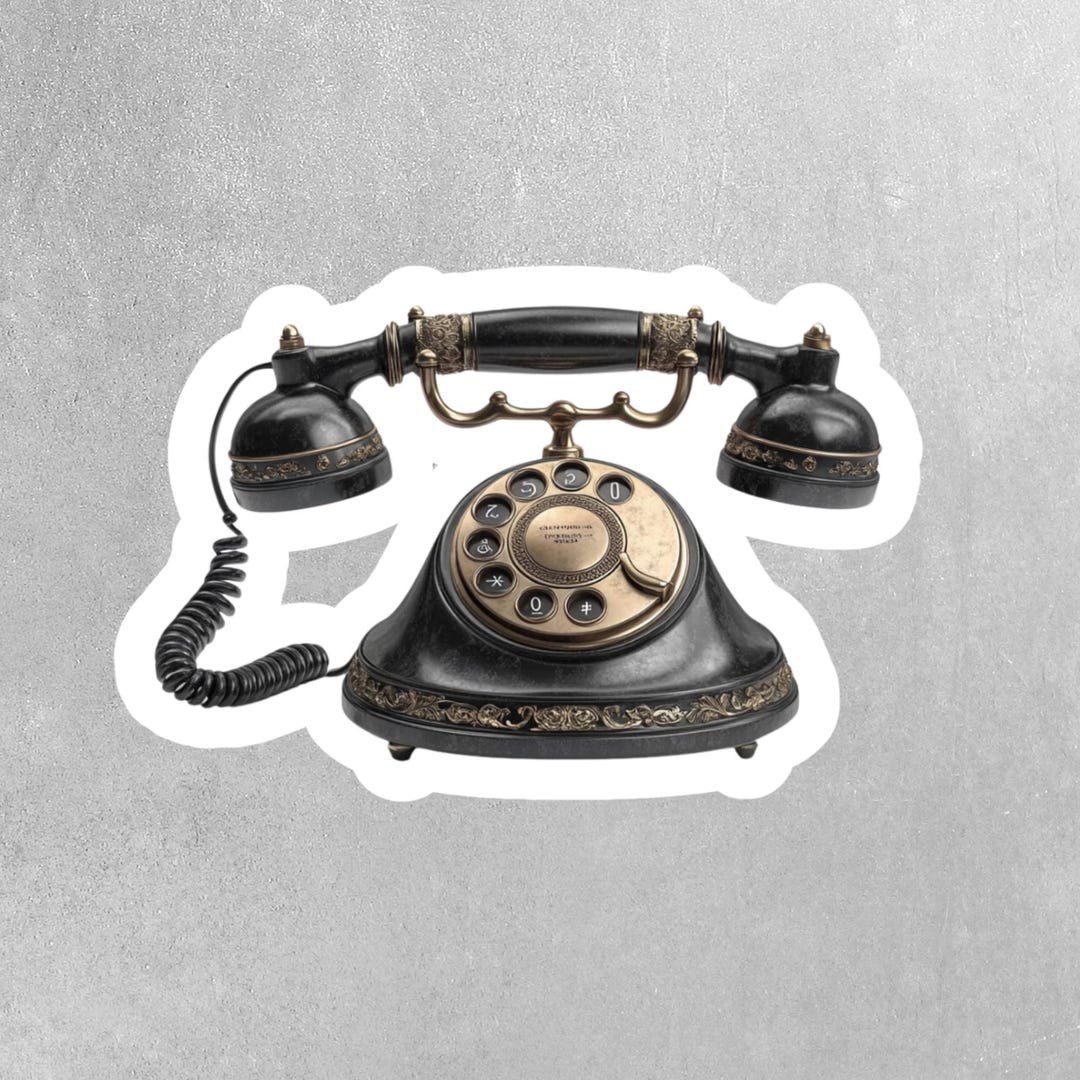Vintage Telephone Sticker - Old Fashioned Phone Sticker - Phone Decal ...