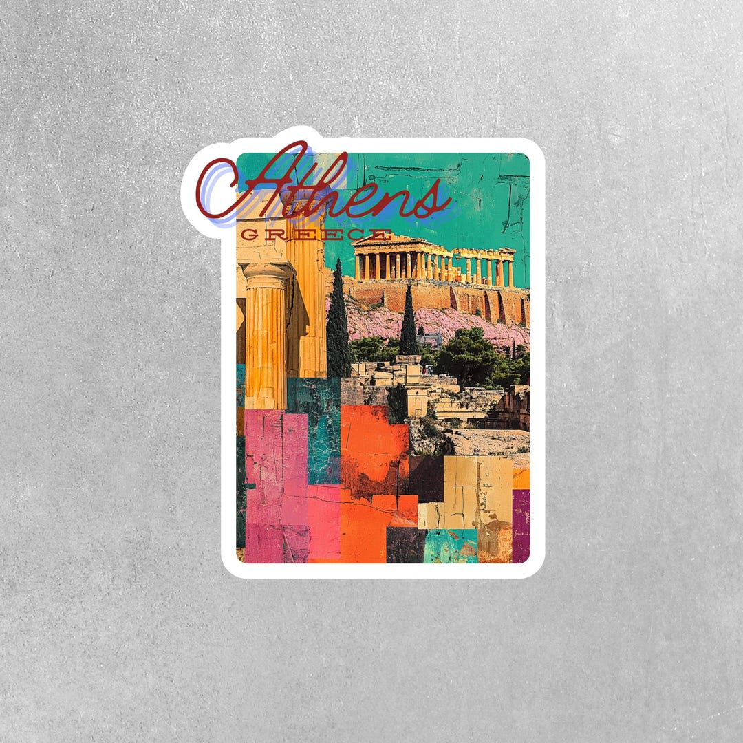 Athens Greece Sticker - Vintage Greece Sticker Design - Greece Sticker ...