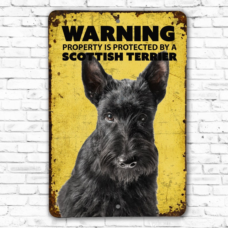 Warning Scottish Terrier Sign Dog Warning Sign Black - Etsy