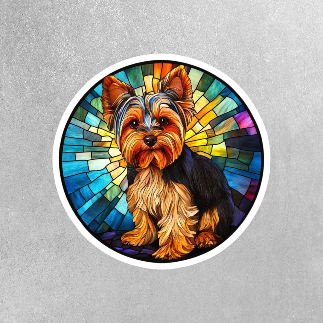 Yorkie Sticker - Stained Glass Yorkie Decal for Dog Lovers, Cute Pet ...