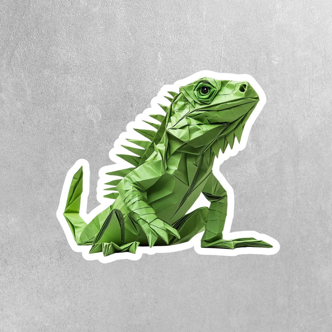 Origami Iguana Sticker - Cute Iguana Sticker - Origami Iguana Decal - Etsy