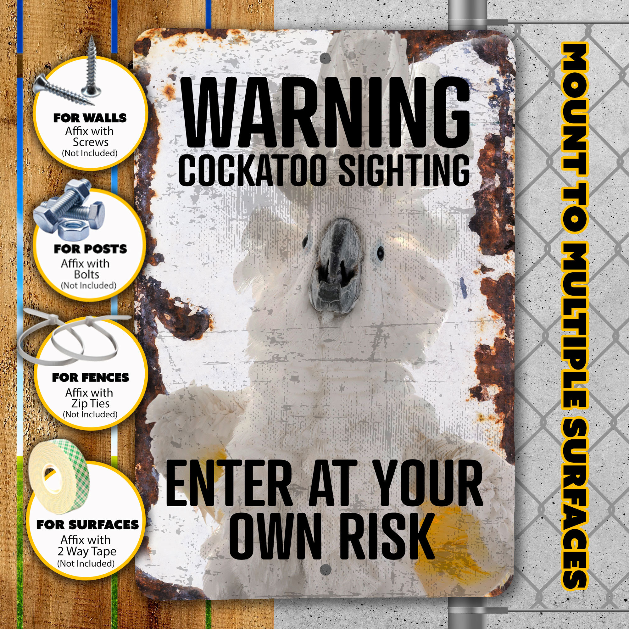 Cockatoo Enter at Your Own Risk Sign | Cockatoo Sign | Funny Cockatoo ...