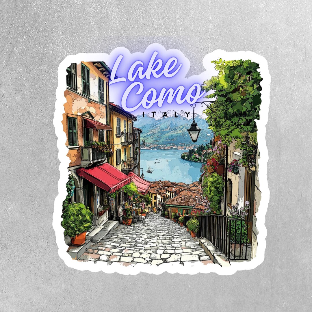 Lake Como Sticker - Vintage Italy Sticker for Travel Lovers, Waterproof ...
