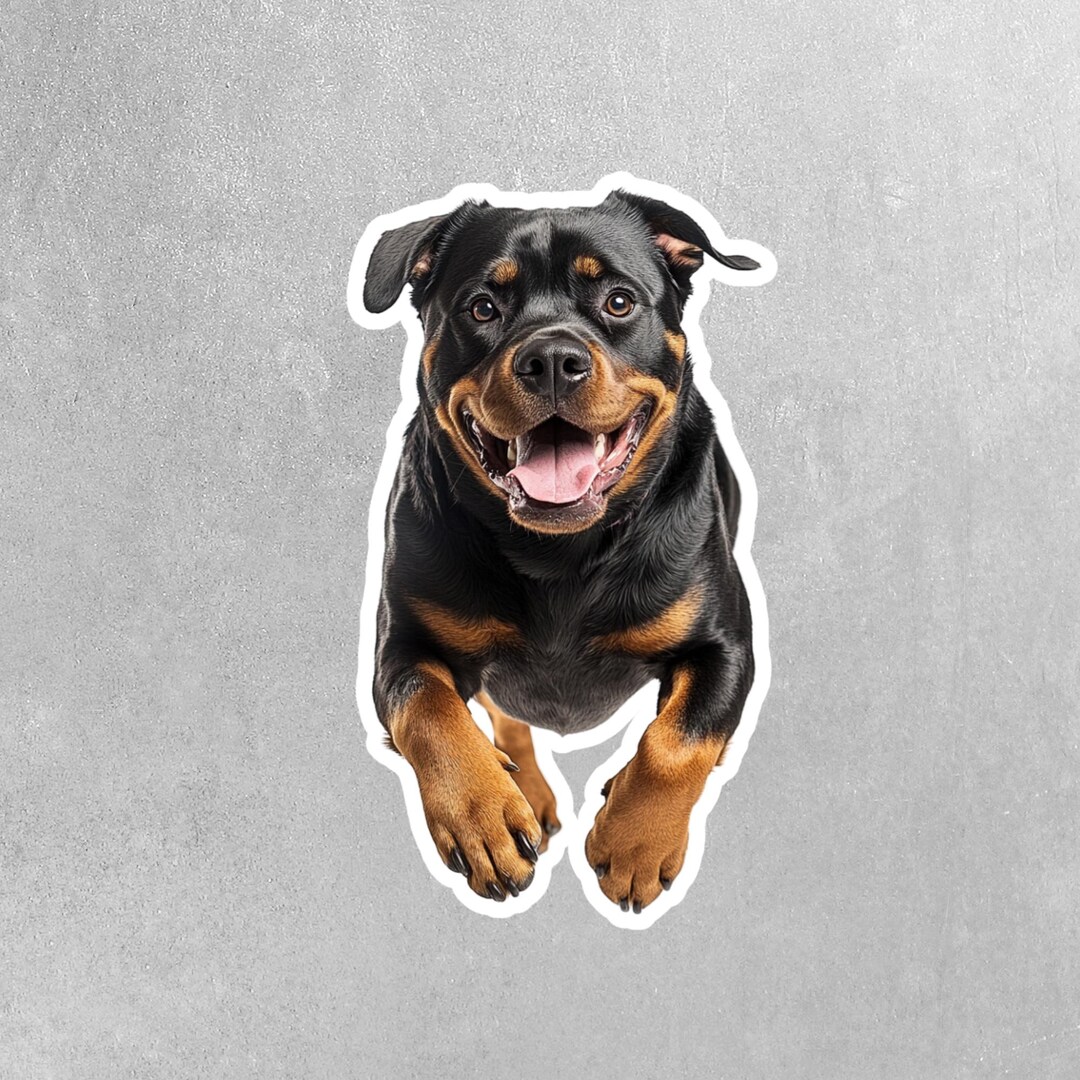 Running Rottweiler Sticker - Vinyl Dog Decal, Cute Rottweiler Art, Pet ...