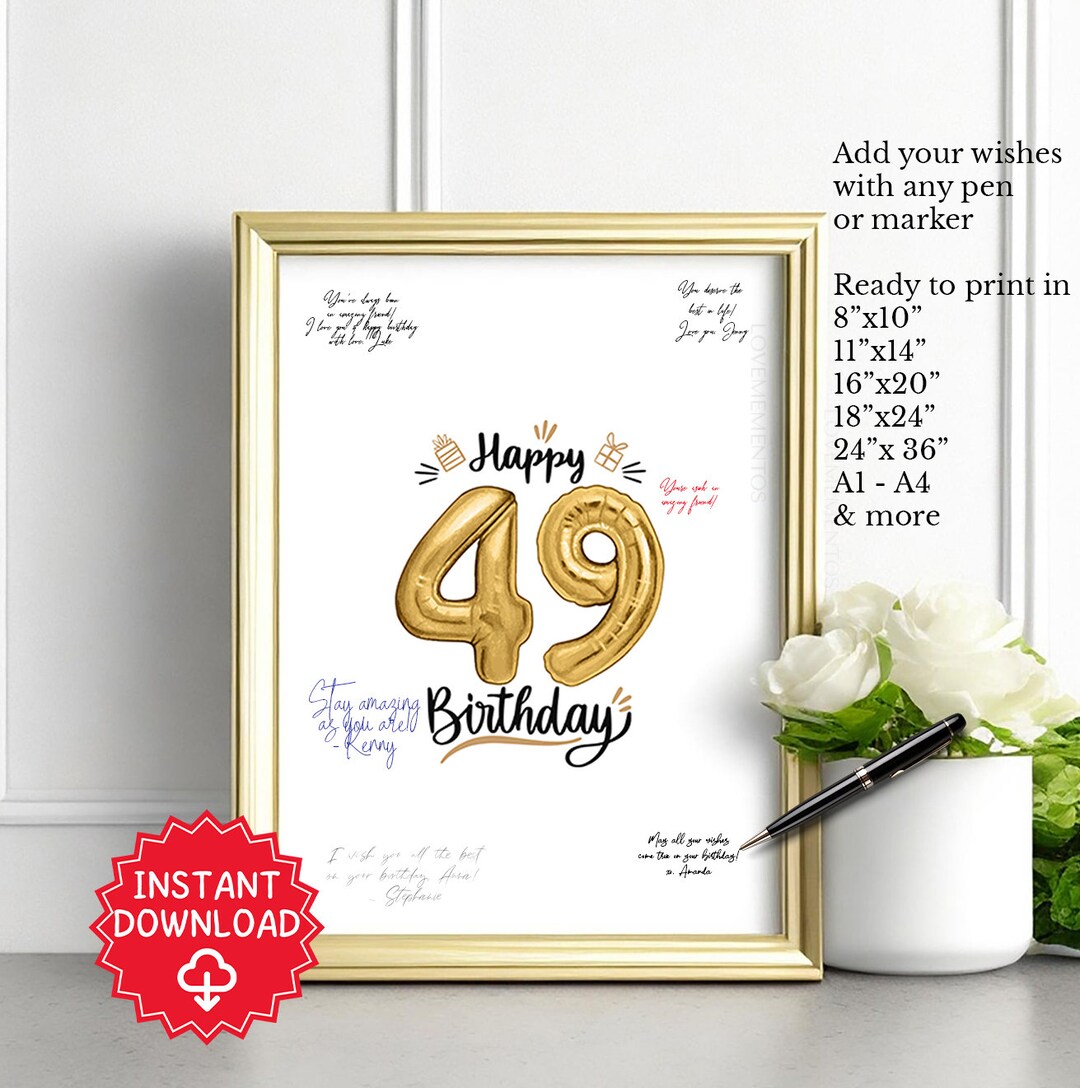 49th Birthday Decorations Guest Sign, 49th Birthday Gift for Husband ...