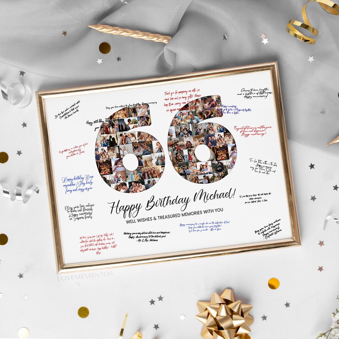 66th Birthday Decoration Guest Book Sign, 66th Birthday Gift Men Women ...