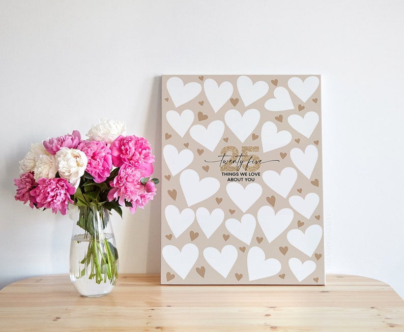25th Birthday Decorations, 25 Things We Love About You Guestbook, 25th ...
