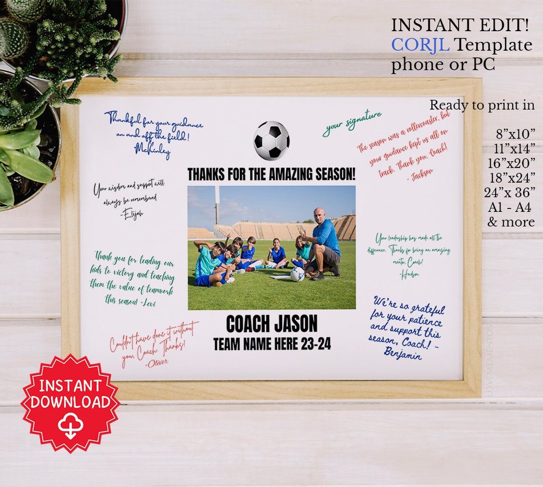 Soccer Coach Thank You Gift, Soccer Coach Gift Photo From Team, Soccer ...