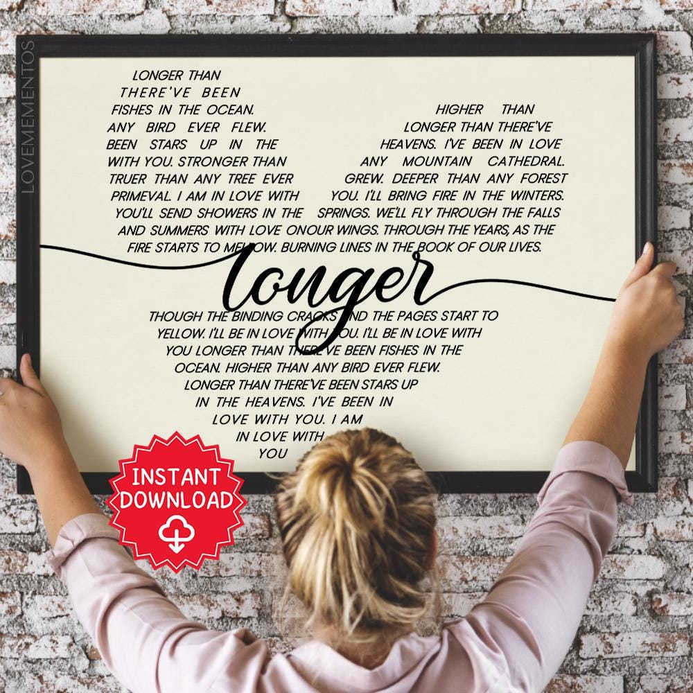 Longer by Dan Fogelberg Song Lyrics Printable Wall Art Instant ...