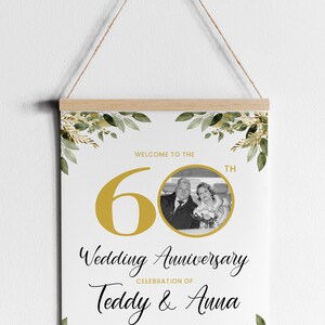 60th Anniversary Party Welcome Sign, 60th Wedding Anniversary Poster ...