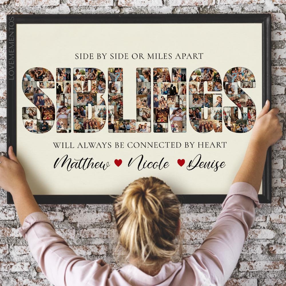 Siblings Photo Collage, Sibling Long Distance Gift Ornament for Family ...