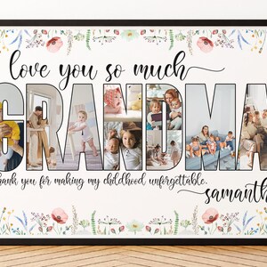 Personalized Grandma Photo Collage, Gift for Grandma, Grandmother ...