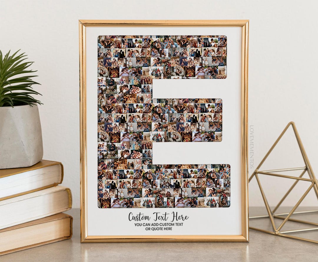 Custom Letter E Photo Collage, Letter E Picture Montage, Letter E Wall ...