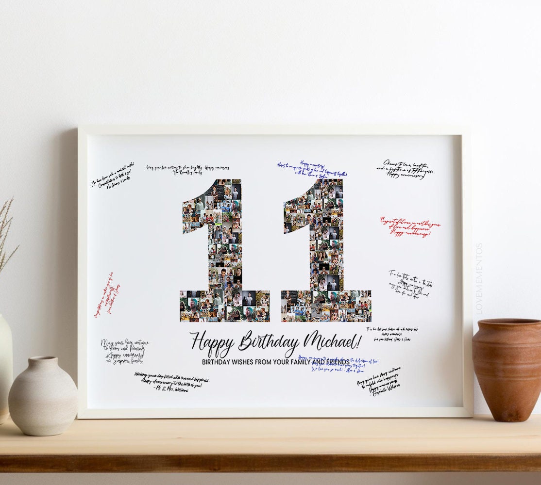 11th Birthday Decoration Boy Girl, 11th Birthday Gift Guest Sign Book ...