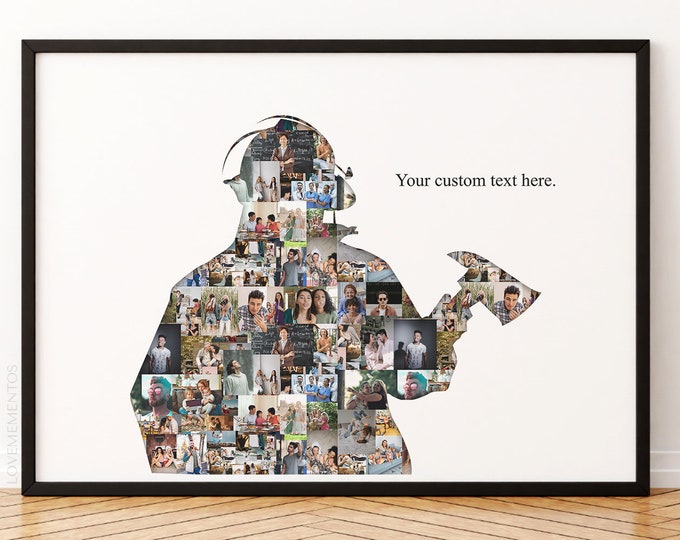 Firefighter Fireman Gift, Personalized Firemen Photo Collage, Fireman ...