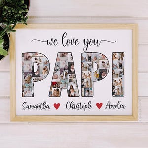 Papi Gift, Papi Photo Collage, Gift for Papi From Daughter Son Baby Kids, Birthday Gift for Papi ...