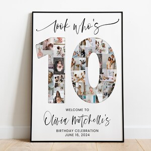 10th Birthday Party Photo Poster Collage, 10th Birthday Decoration ...