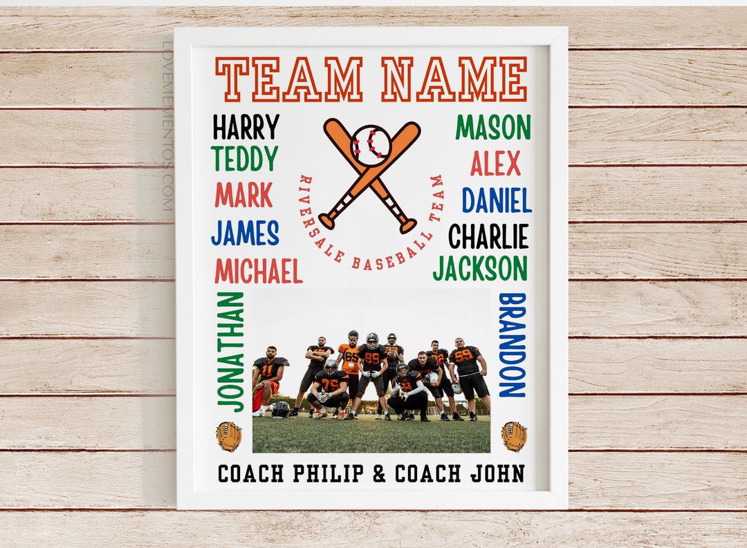 Baseball Team Banner, Baseball Coach Gift, Baseball Player Photo Gift ...