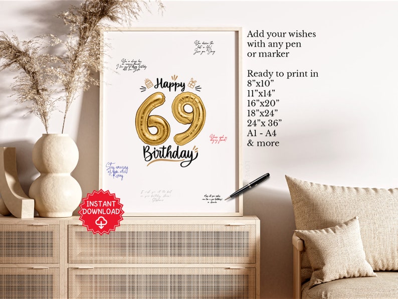 69th Birthday Guest Sign, 69th Birthday Gift Men Women, 69th Birthday ...