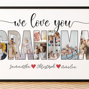 Custom Grandma Photo Collage Gift for Grandmother, Birthday Gift for ...