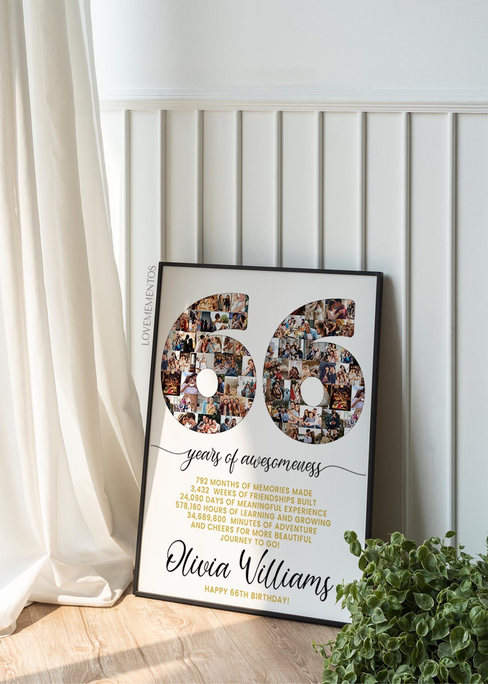 66th Birthday Gift Photo Collage Countdown, 66 Reasons Why We Love You ...