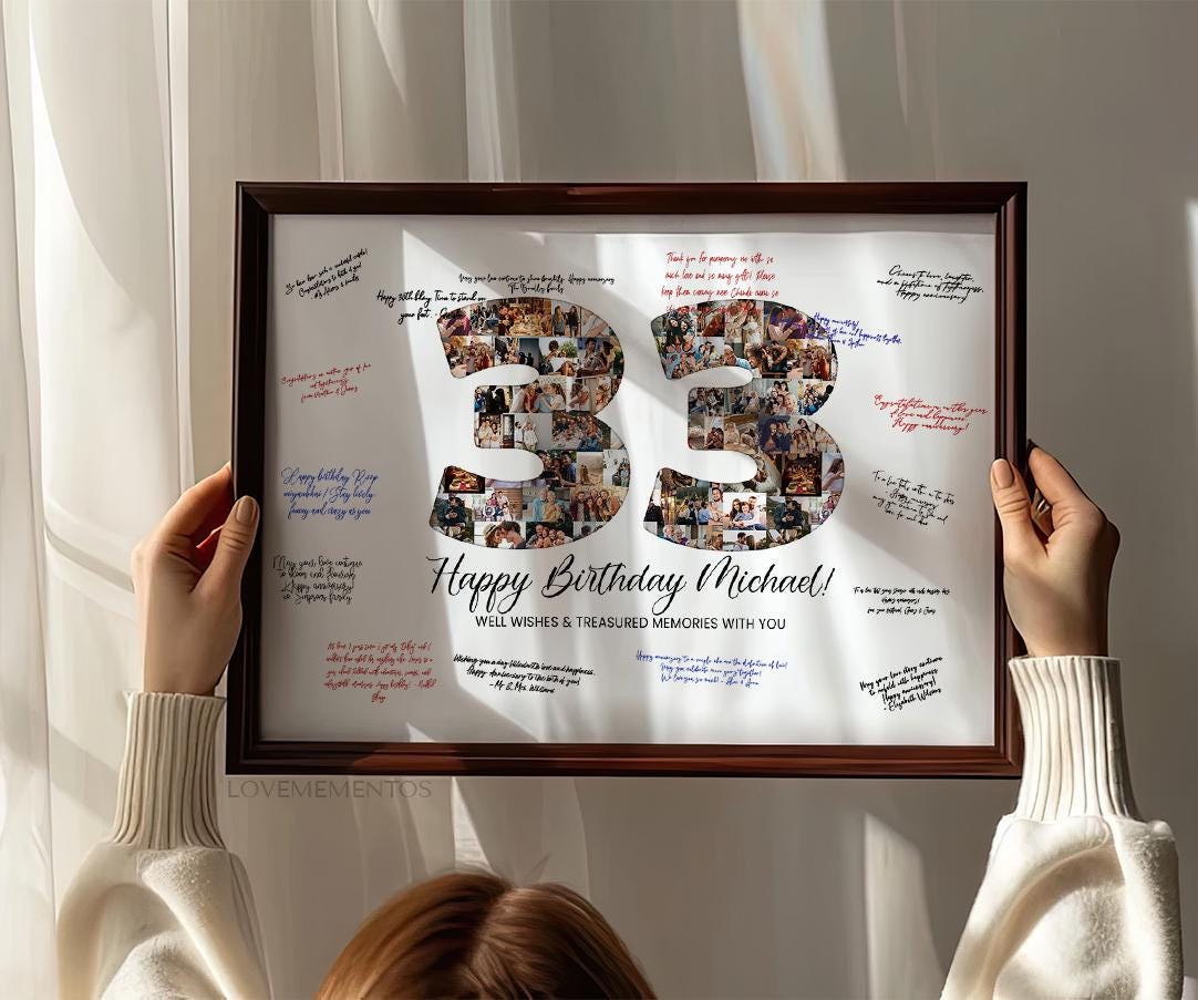 33rd Birthday Decoration Guest Book Sign, 33rd Birthday Gift Men Women ...