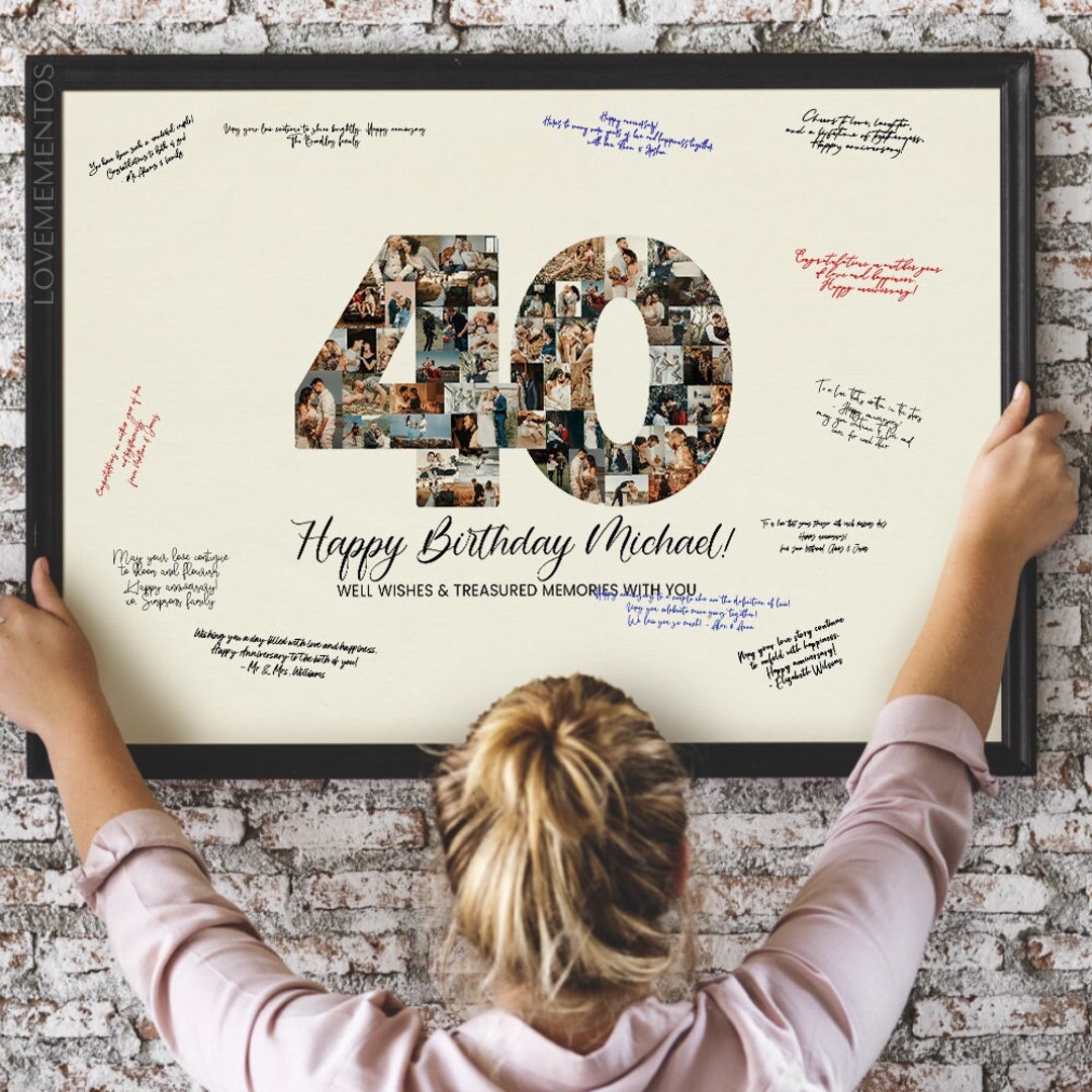 40th Birthday Decoration Guest Book Alternative, 40 Years Birthday Gift ...