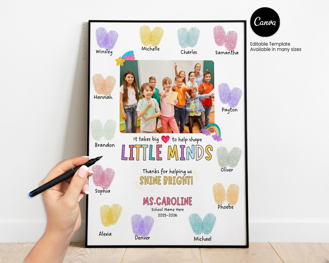 Teacher Appreciation Gift, Fingerprint Teacher Keepsake, End of School ...