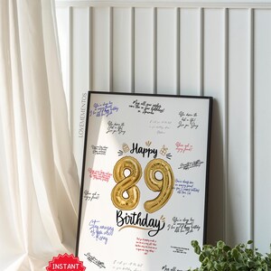 Printable 89th Birthday Decorations, 89th Birthday Guest Book, 89th ...