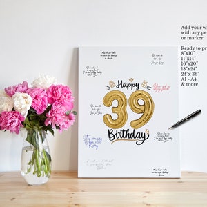 39th Birthday Decorations Guest Sign, 39th Birthday Gift for Men Women ...