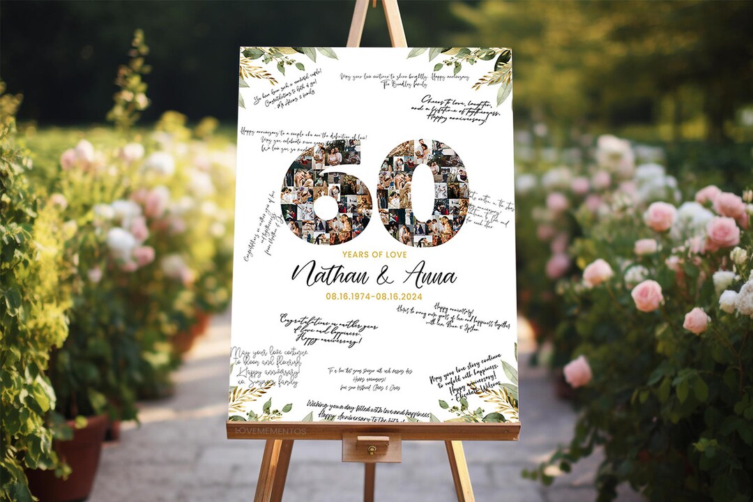 60th Anniversary Guest Book Alternative, Diamond Wedding Anniversary ...