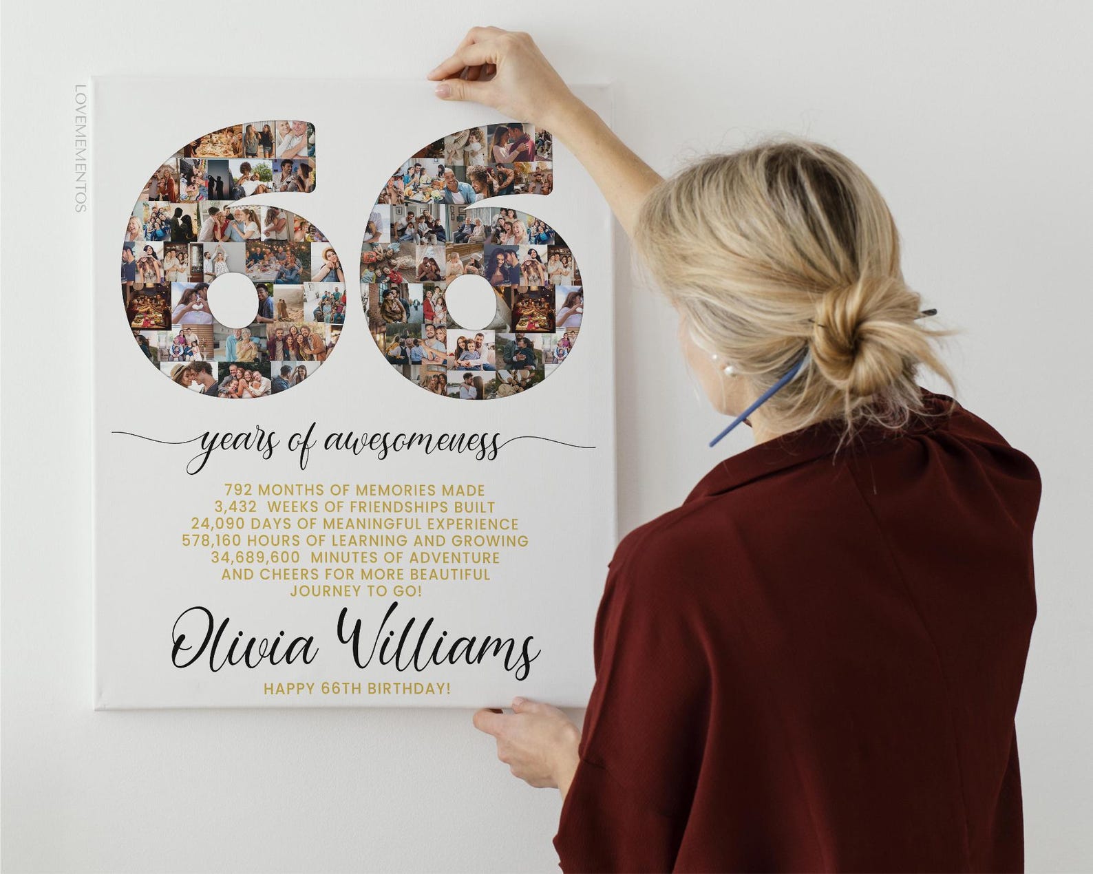 66th Birthday Gift Photo Collage Countdown, 66 Reasons Why We Love You ...