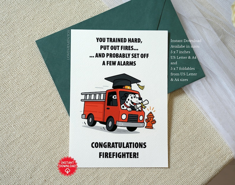 Funny Firefighter Card, New Fireman Greeting Card, Firefighter ...