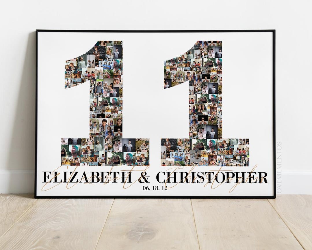 11th Wedding Anniversary Photo Collage Gift for Him Her, 11 Years ...