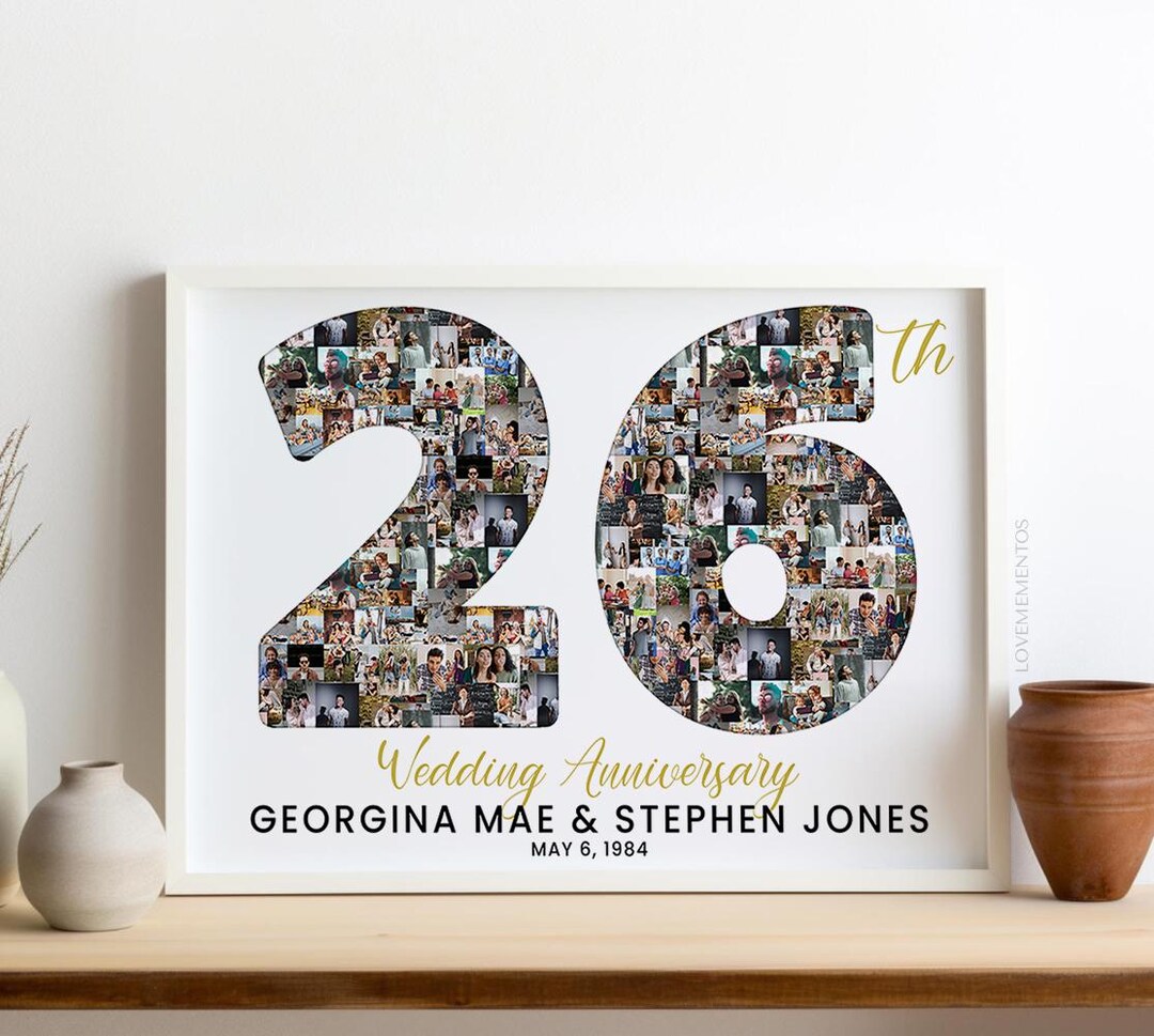 26th Wedding Anniversary Photo Collage Gift for Him Her, 26 Years ...