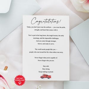 Firefighter Graduation Card, Fireman Congratulations, Fire Academy ...